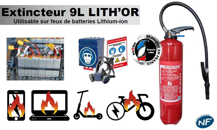 NOUVEL EXTINCTEUR LITHOR pour feux de batteries